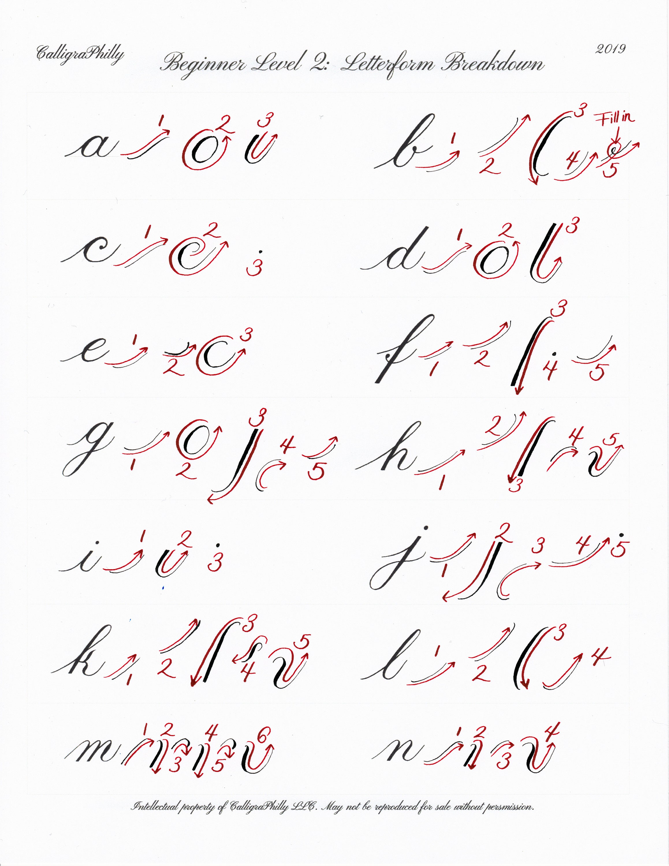 Beginner Level 2: Copperplate Lowercase Calligraphy Alphabet - Etsy