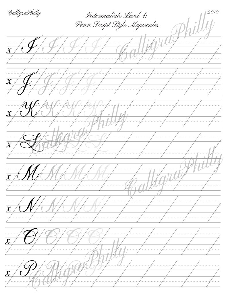 Intermediate Level 1: Copperplate Uppercase Calligraphy Alphabet ...