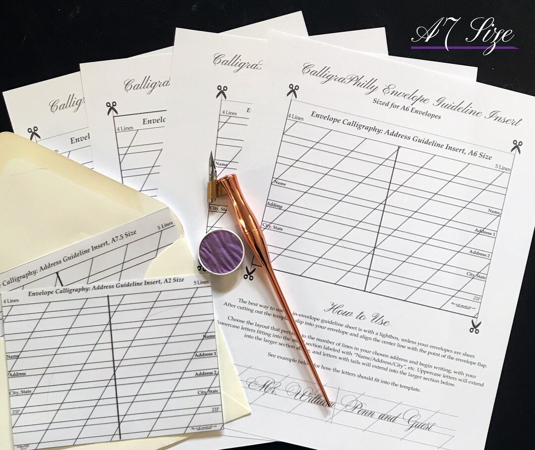 A7 Printable Calligraphy Envelope Addressing Guide- Digital Download ...