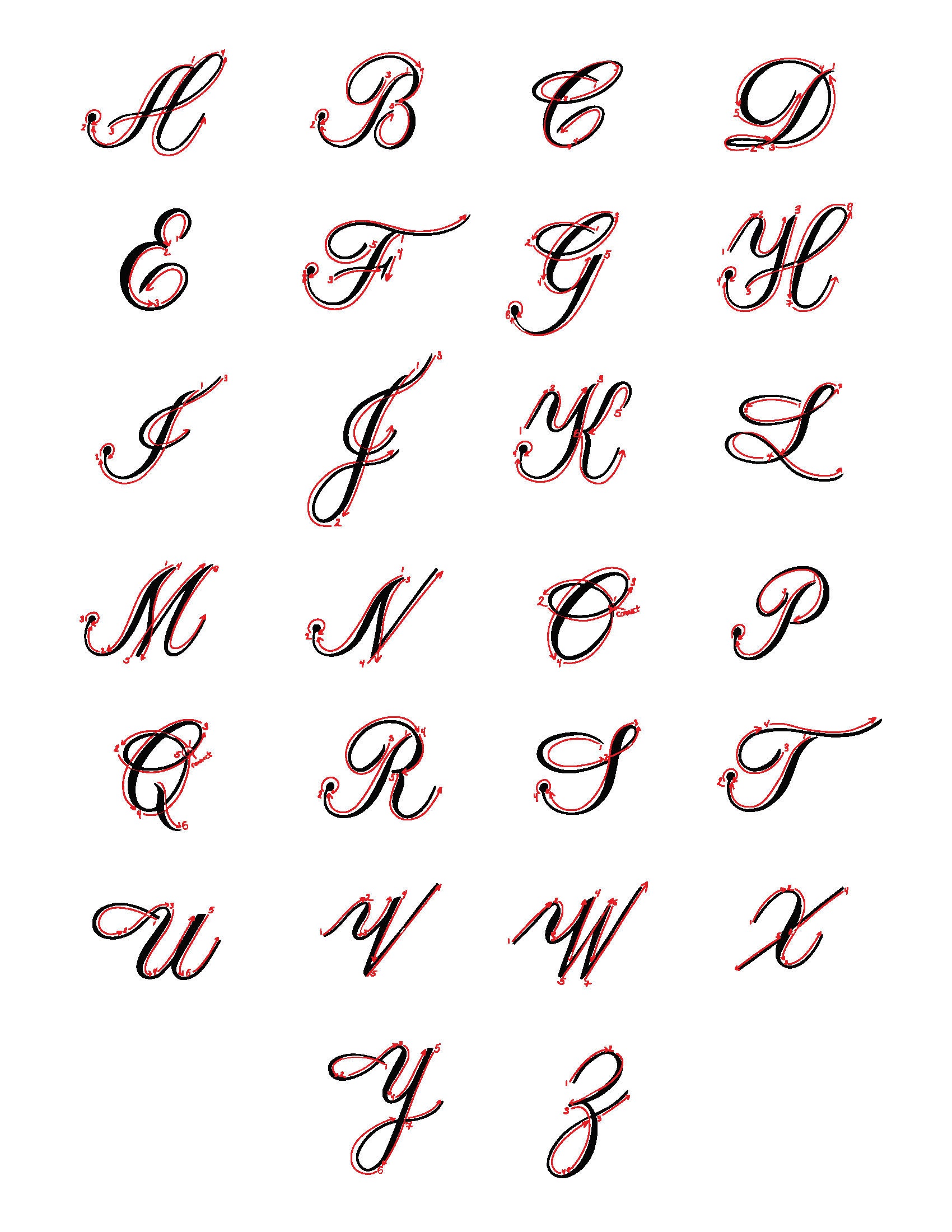 Intermediate Level 1: Copperplate Uppercase Calligraphy Alphabet ...