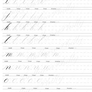 Beginner Level 1- Lowercase Calligraphy Alphabet Worksheet With Stroke ...