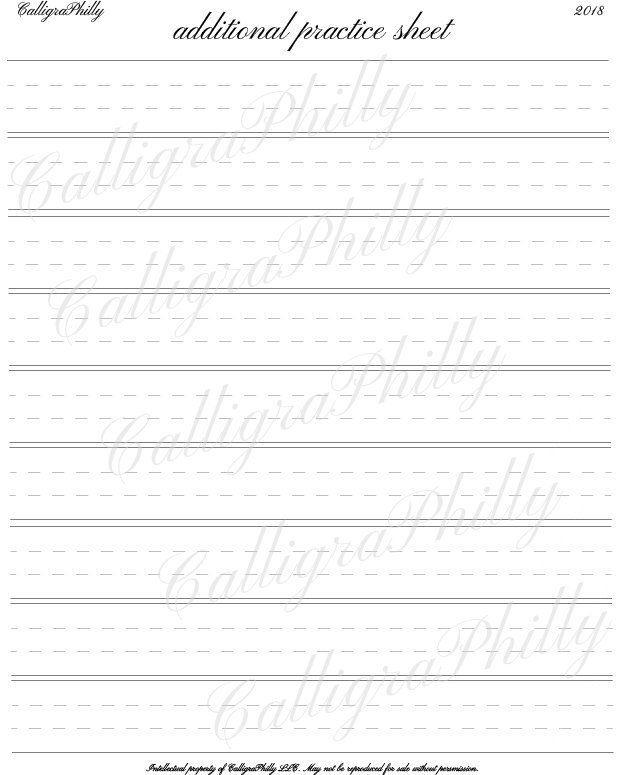 Copperplate Calligraphy Practice Sheet: Beginner Level 1 (digital ...