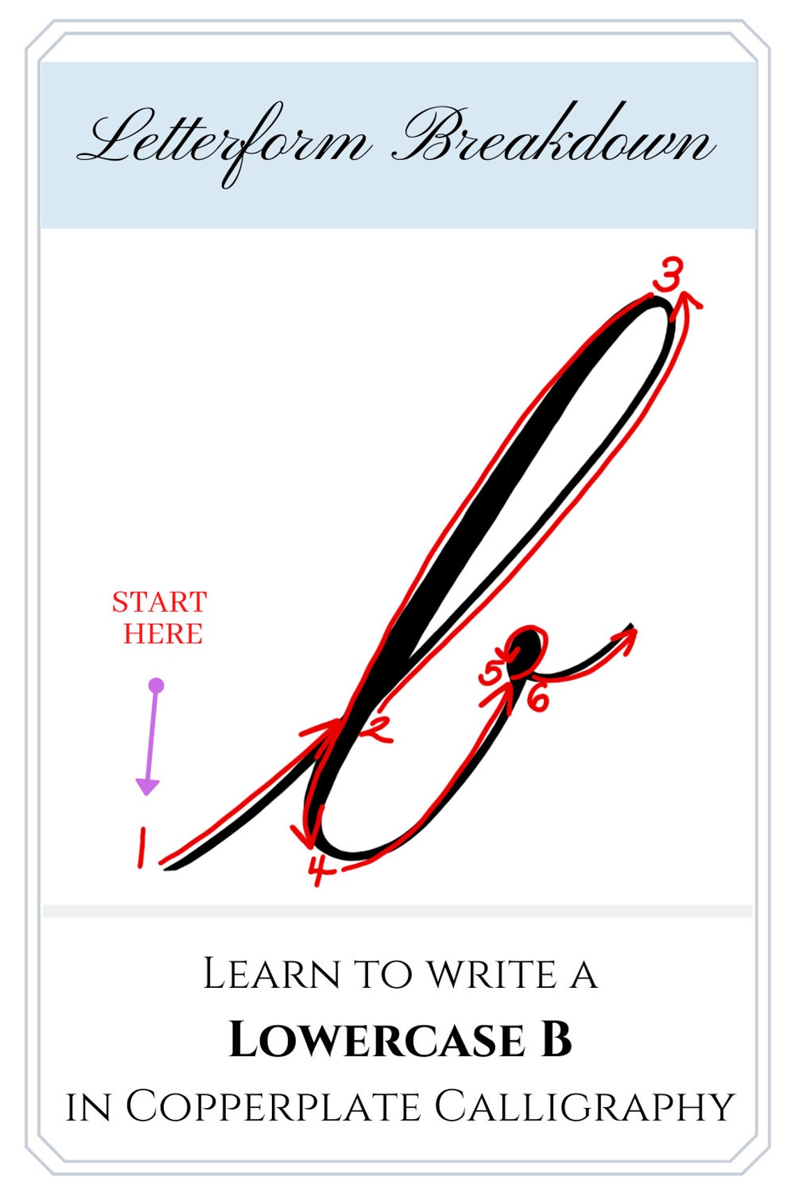 Beginner Level 2: Full Sheet of Lowercase Letter B Practice Copperplate ...