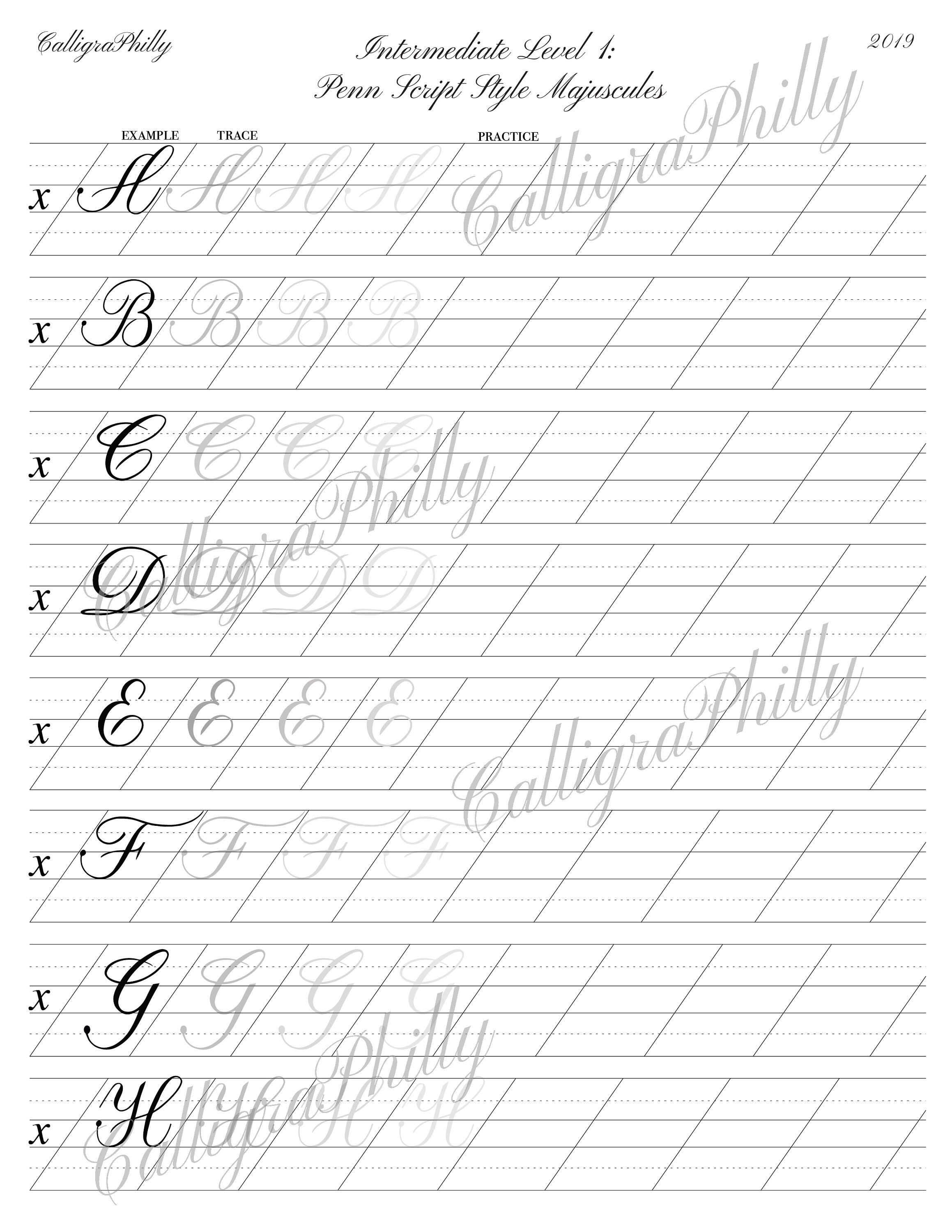 Intermediate Level 1: Copperplate Uppercase Calligraphy Alphabet ...