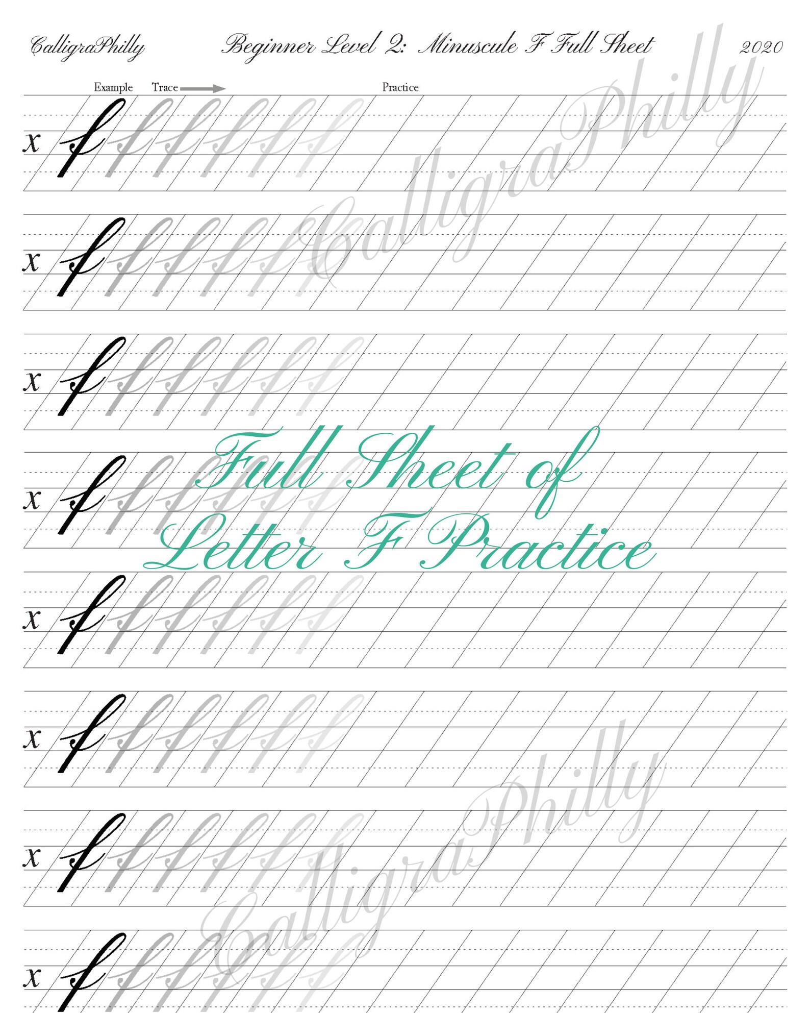 Beginner Level 2: Full Sheet of Lowercase Letter F Practice ...