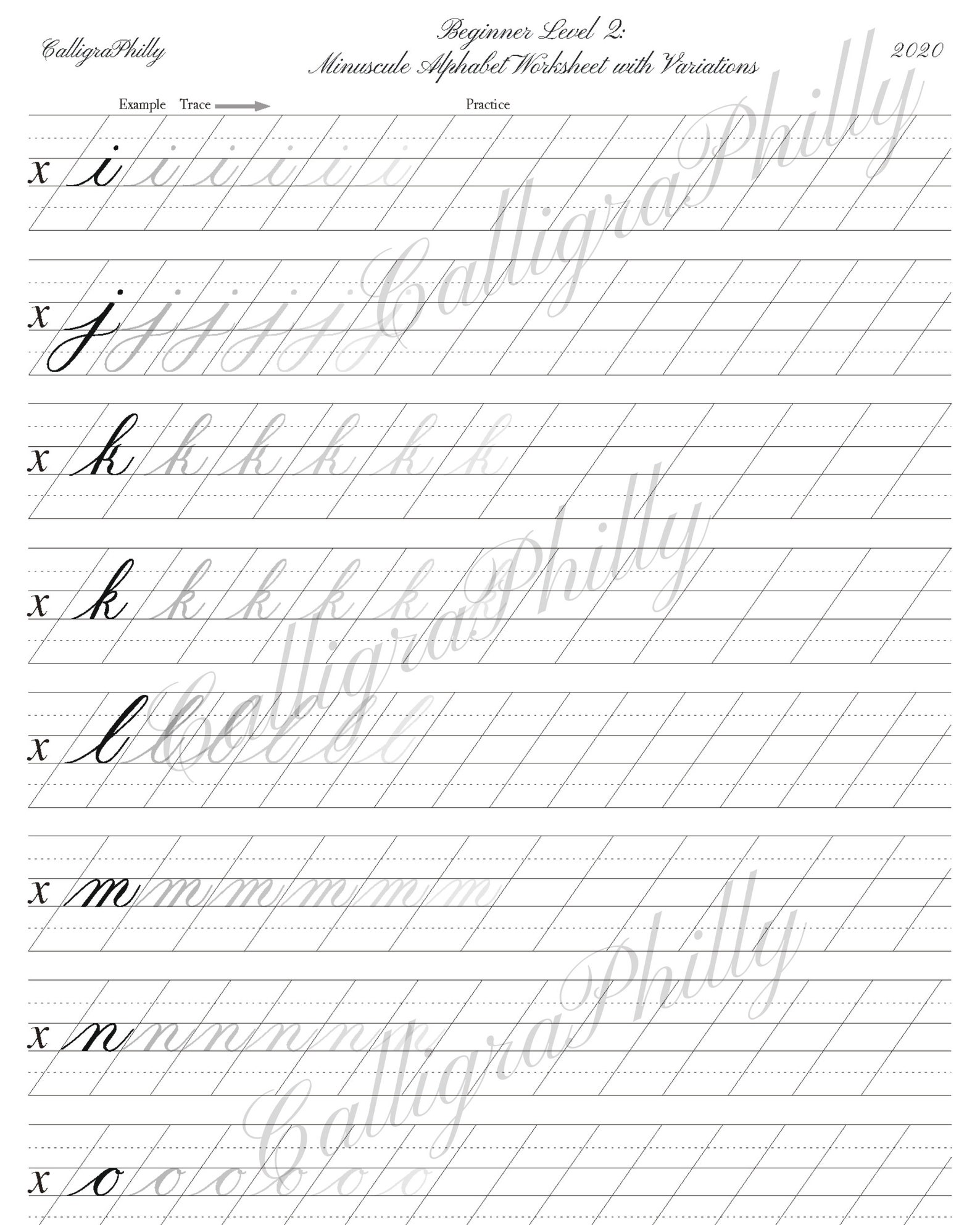 NEW Beginner Level 2: DELUXE Lowercase Copperplate Calligraphy Alphabet ...