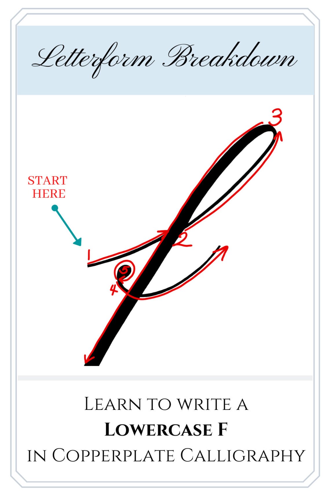 Beginner Level 2: Full Sheet of Lowercase Letter F Practice Copperplate ...