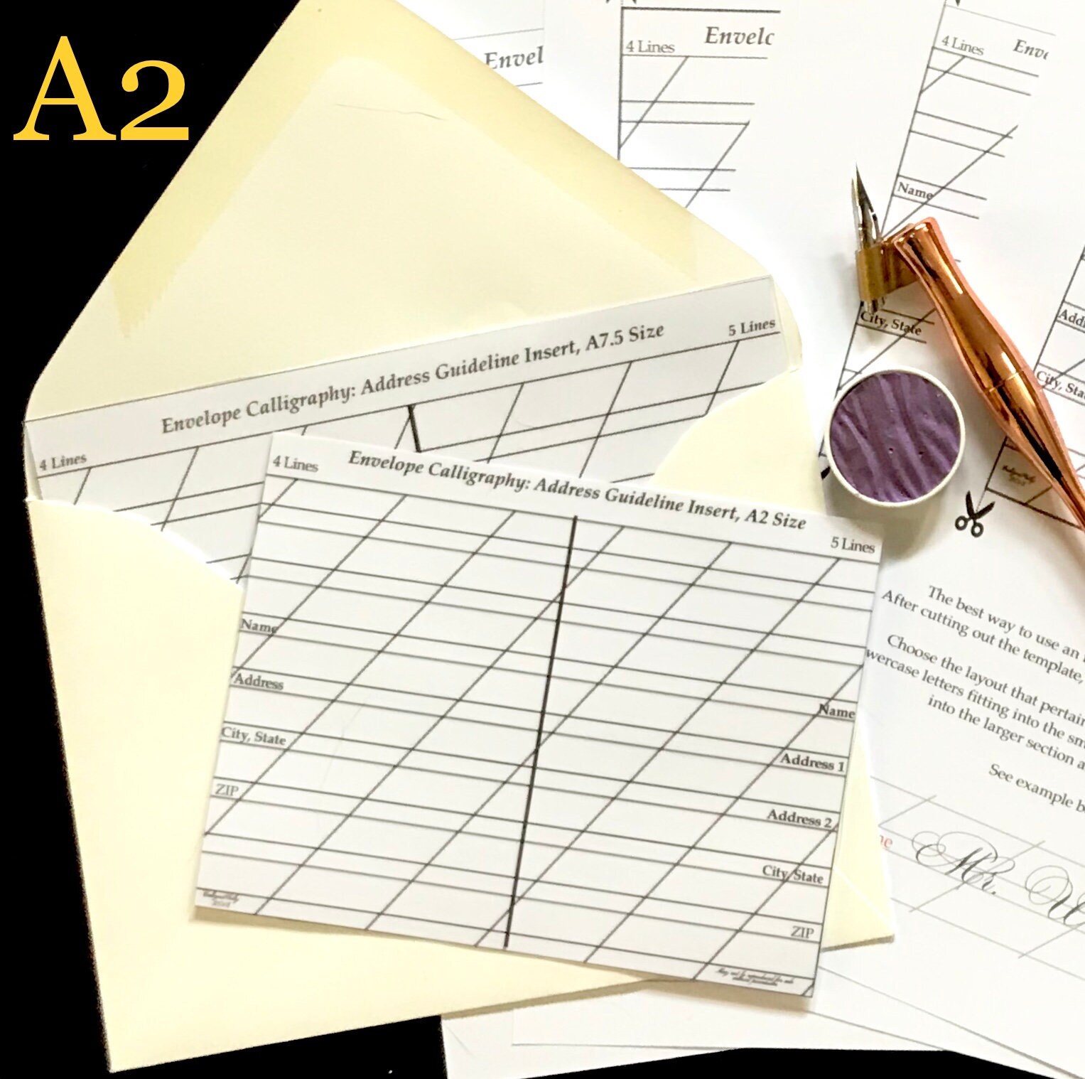 A2 Calligraphy Envelope Addressing Guide: Laminated Address Guidelines ...