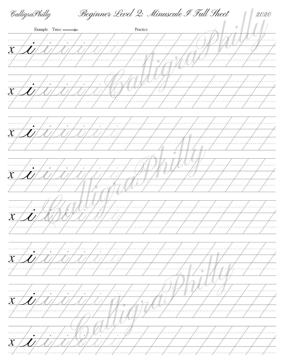 Beginner Level 2: Full Sheet of Lowercase Letter I Practice - Etsy