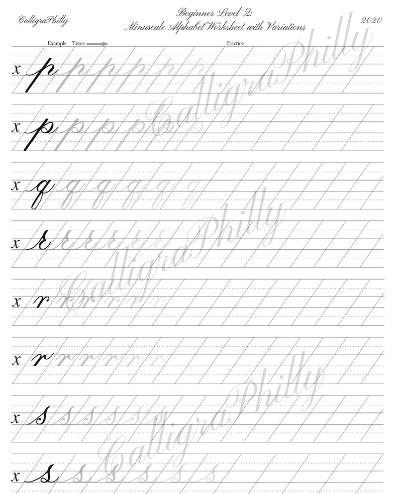 NEW Beginner Level 2: DELUXE Lowercase Copperplate Calligraphy Alphabet ...