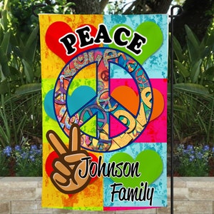 Peace Symbol Garden Flag, Personalized Peace Garden Flag - Etsy