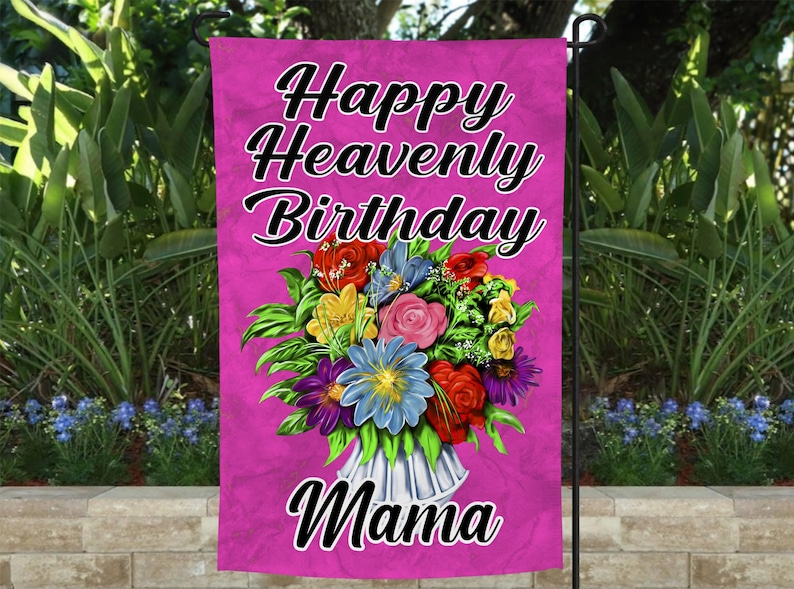 Personalized Memorial Garden Flag: Happy Heavenly Birthday Graveside ...
