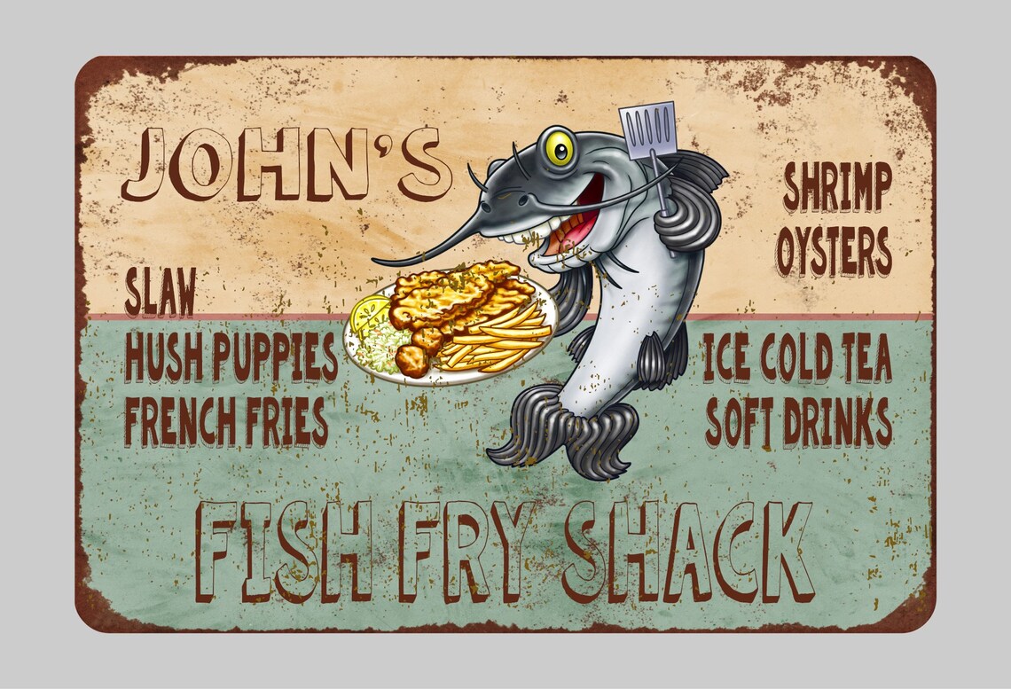 Retro Seafood Sign, Fish Fry Shack, Metal Sign - Etsy