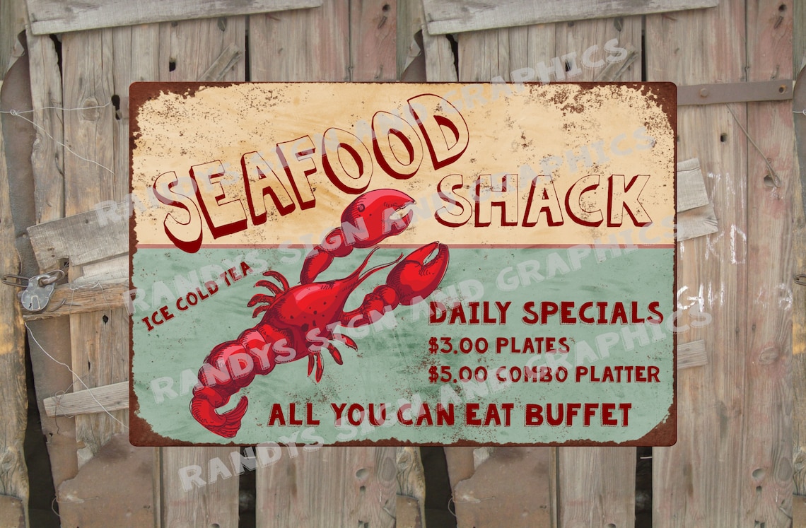 Retro Seafood Sign, Metal Sign, Replica Old Sign - Etsy