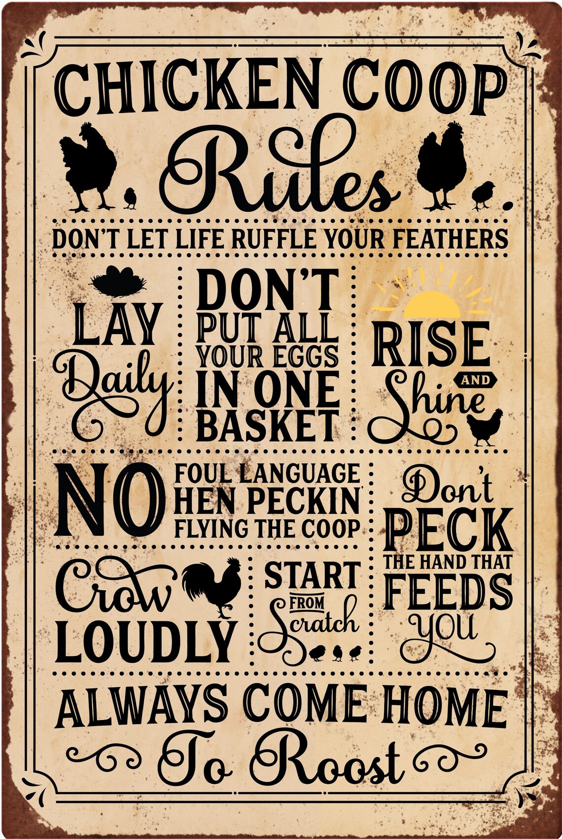 Chicken Coop Rules Metal Sign: Rustic Farmhouse Decor - Etsy