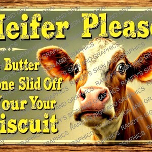 Retro Farmhouse Decor: Funny Cow Sign 'heifer Please' - Etsy