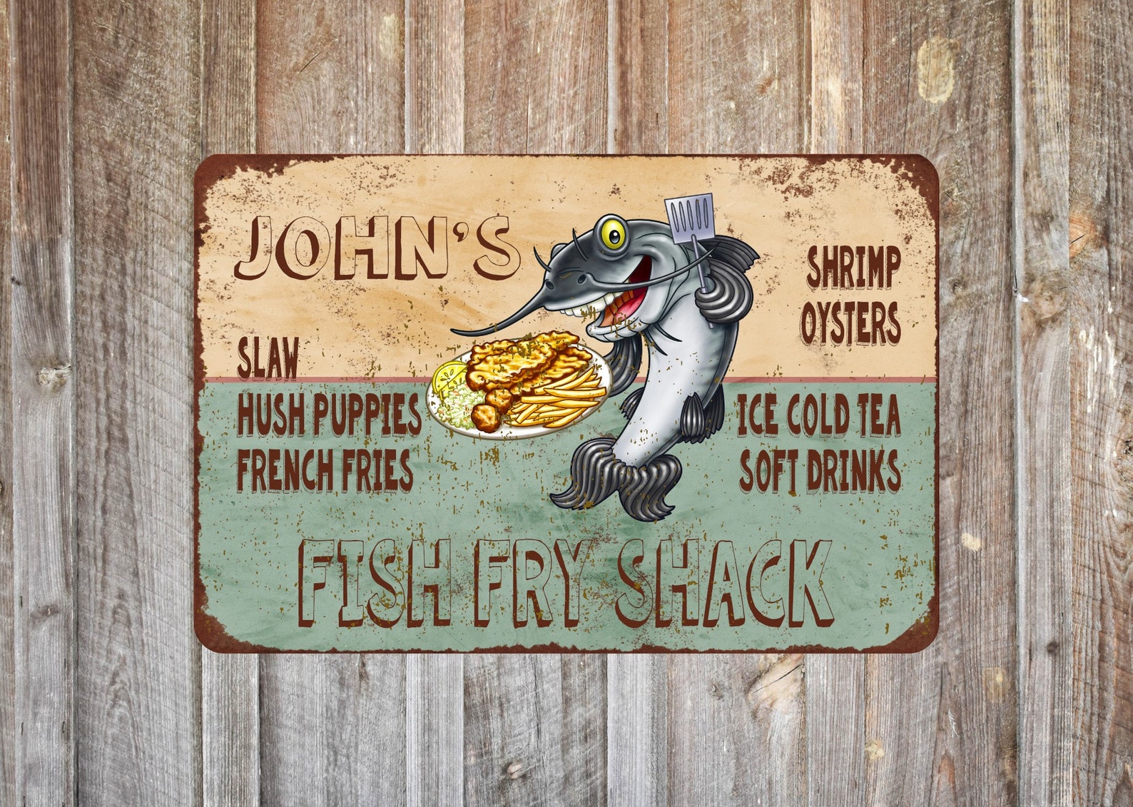 Retro Seafood Sign, Fish Fry Shack, Metal Sign - Etsy