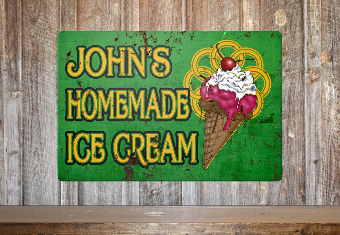 Retro Ice Cream Sign, Homemade Ice Cream Sign, Personalized Sign - Etsy