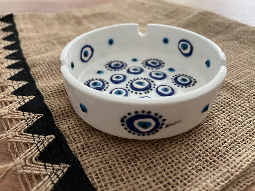 Artistic Handmade Ceramic Tile Ashtray Set Vibrant and Colorful ...