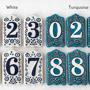 Handmade Ceramic House Number Tile, Raised Script, Turkish Design - Etsy