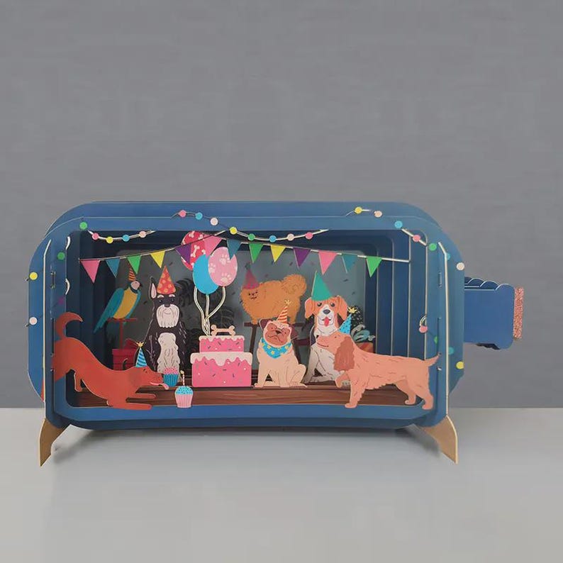 3D Pop up Dog Birthday Card | Handmade Dog Party Card | Cute Pet Lover ...