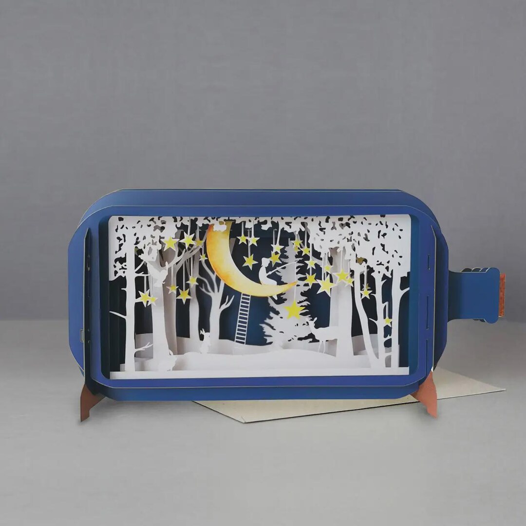 3D Moon Pop up Card | Starry Forest Message in a Bottle Card | Dreamy ...