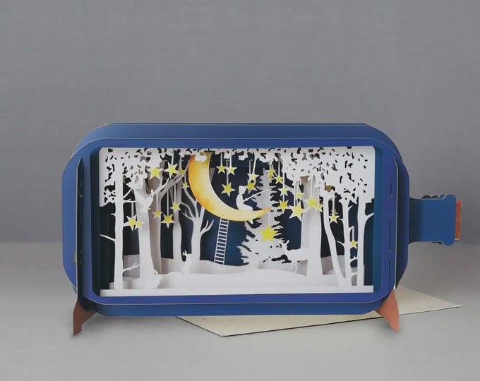 3D Moon Pop up Card | Starry Forest Message in a Bottle Card | Dreamy ...