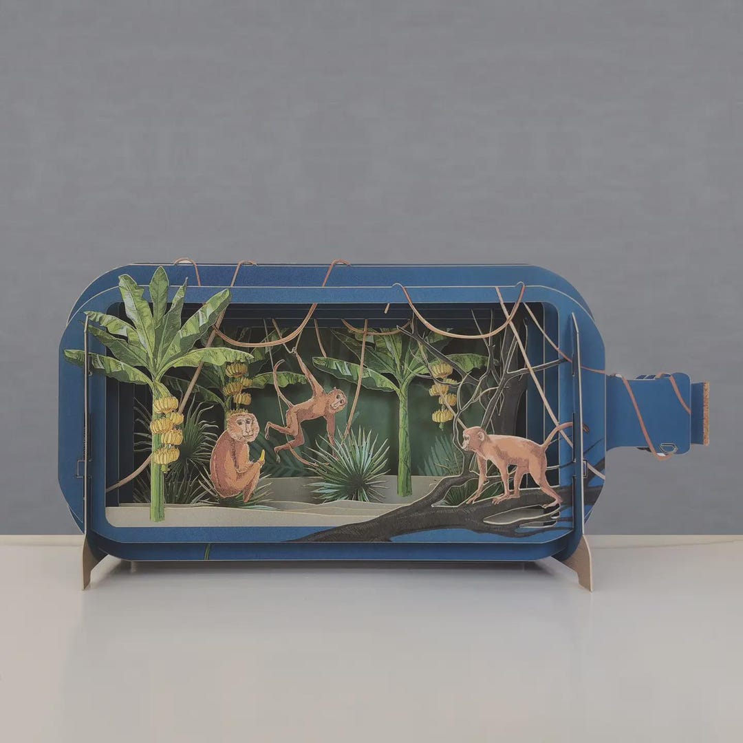 3D Jungle Monkey Pop up Card | Handmade Safari Paper Theatre | Tropical ...