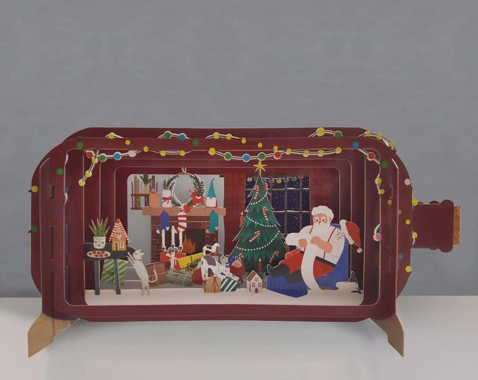 3D Santa Christmas Card | Pop up Holiday Card With Tree & Gifts ...