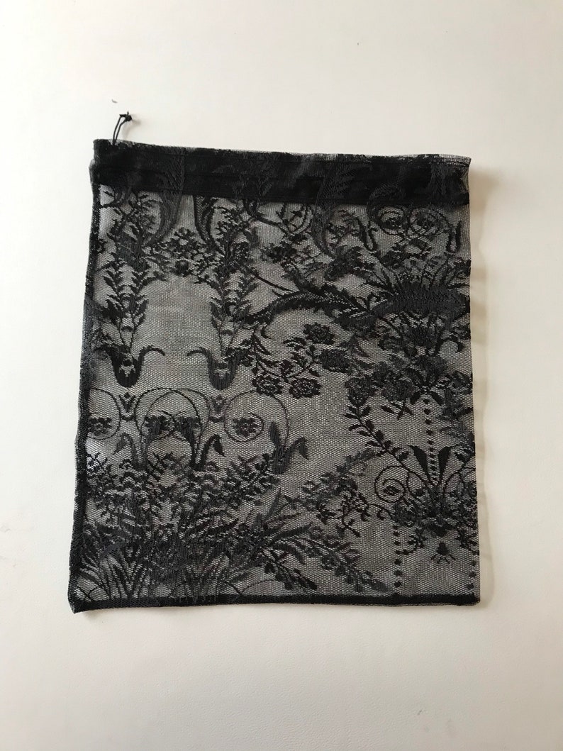 Handmade Black Lace Drawstring Bag: Reusable Produce Bag (17” X 14 ...