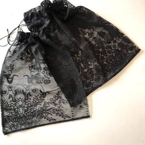 Handmade Black Lace Drawstring Bag: Reusable Produce Bag (17” X 14 ...