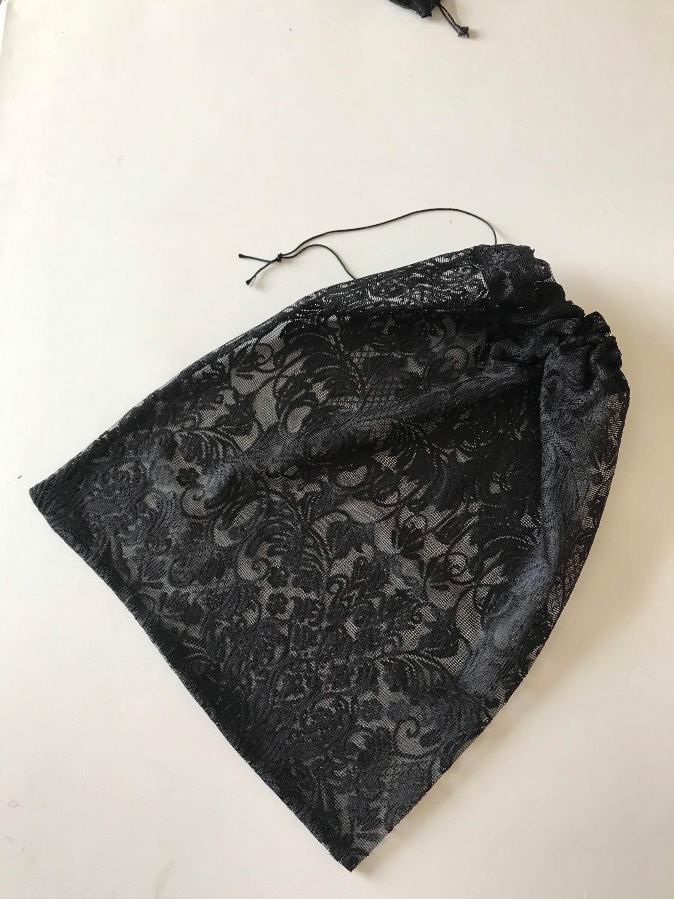 Handmade Black Lace Drawstring Bag: Reusable Produce Bag (17” X 14 ...