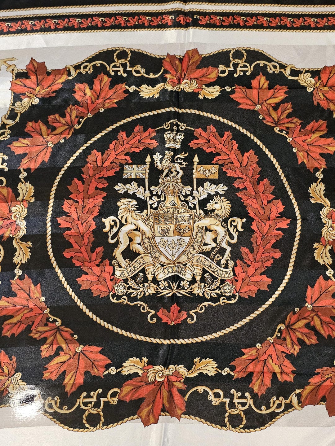 Vintage Sarah Deggan Magenta 2001 Rope Crest Square Scarf - Black, Red ...