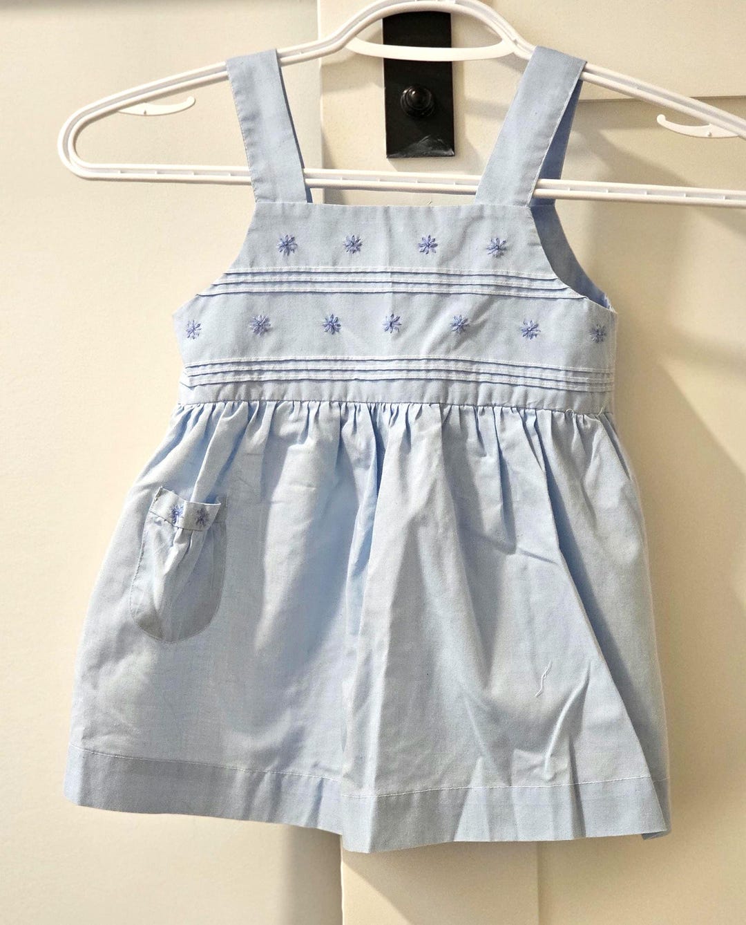 Blue Baby Dress, Vtg Baby Clothing, Cotton Baby Dress, Blue Cotton ...