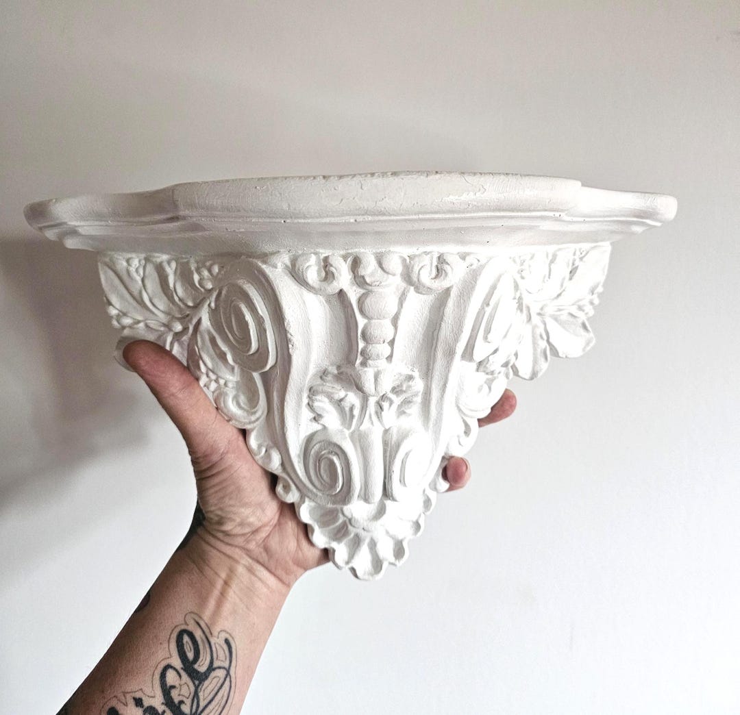 Vintage 80s Ornate Ceramic Baroque Shelf / Gold Turquoise Regency ...