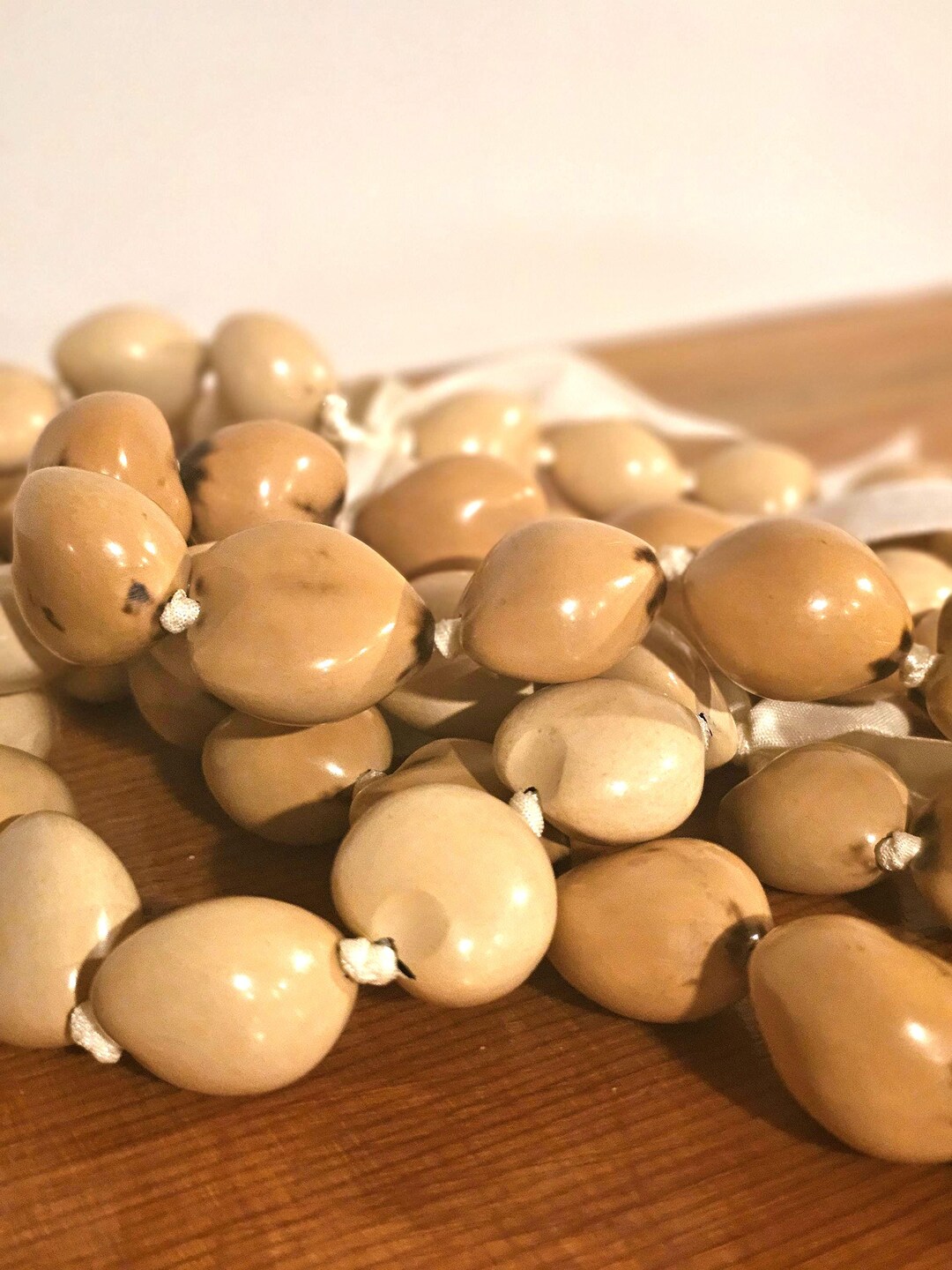 Vintage Kukui Nut Seed Bead Necklace, Polynesian Lei Necklace, Hawaiian ...