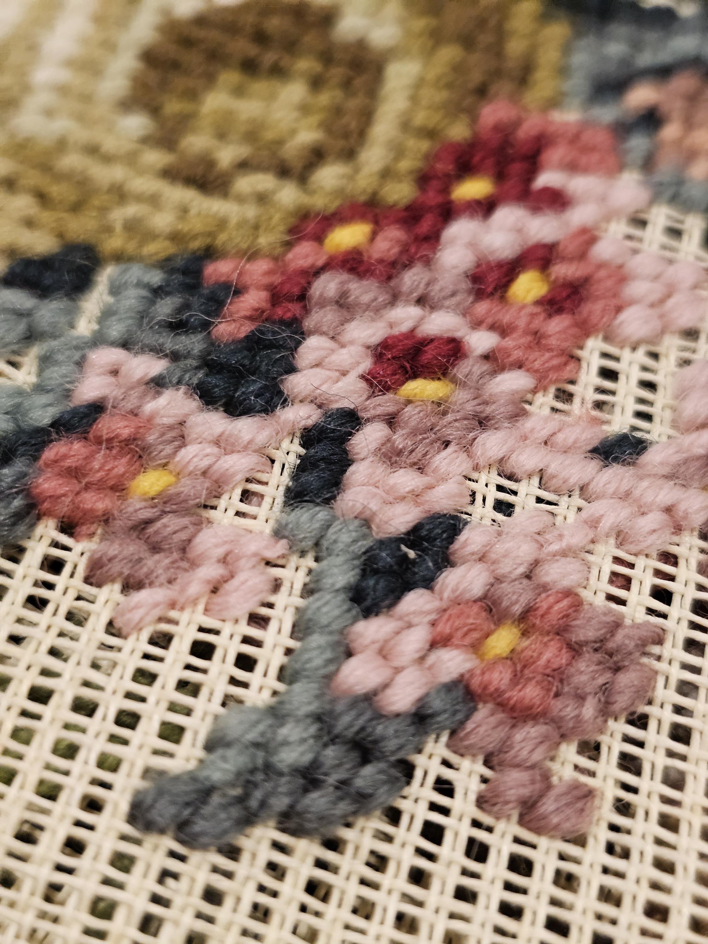 Handmade Petit Point Needlepoint Art: Unframed, Roses, Bird Artlocated ...
