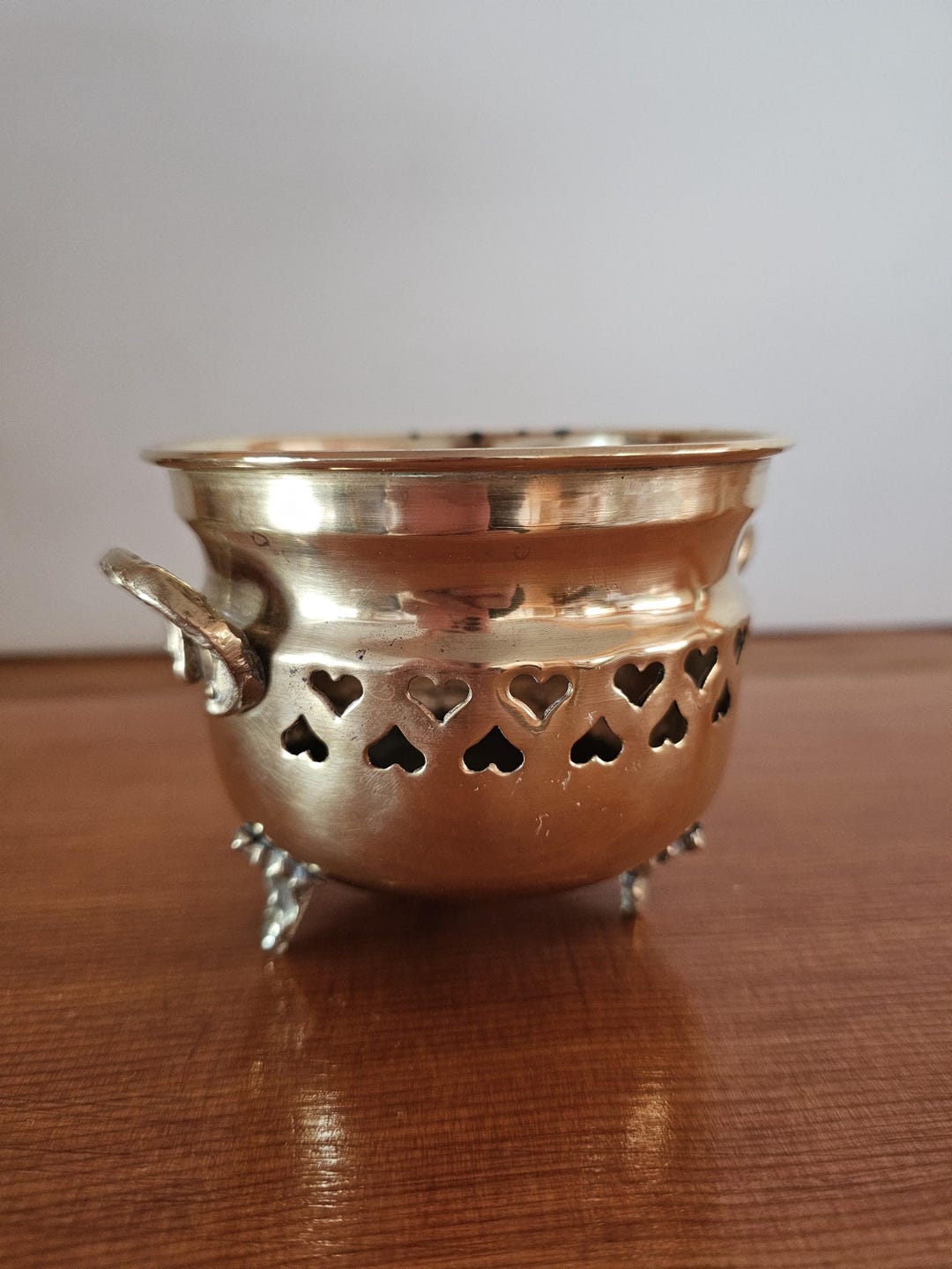 Vintage Solid Brass Flower Pot - Vintage Brass Container - Brass ...