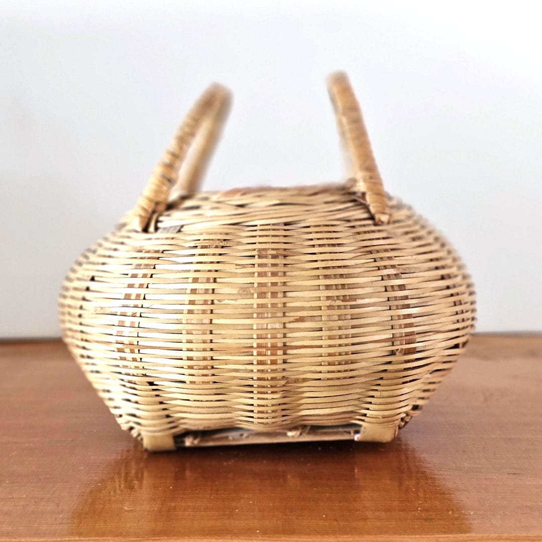 Vintage Egg Basket / Split Bamboo Basket / Small Woven Basket / 70s ...
