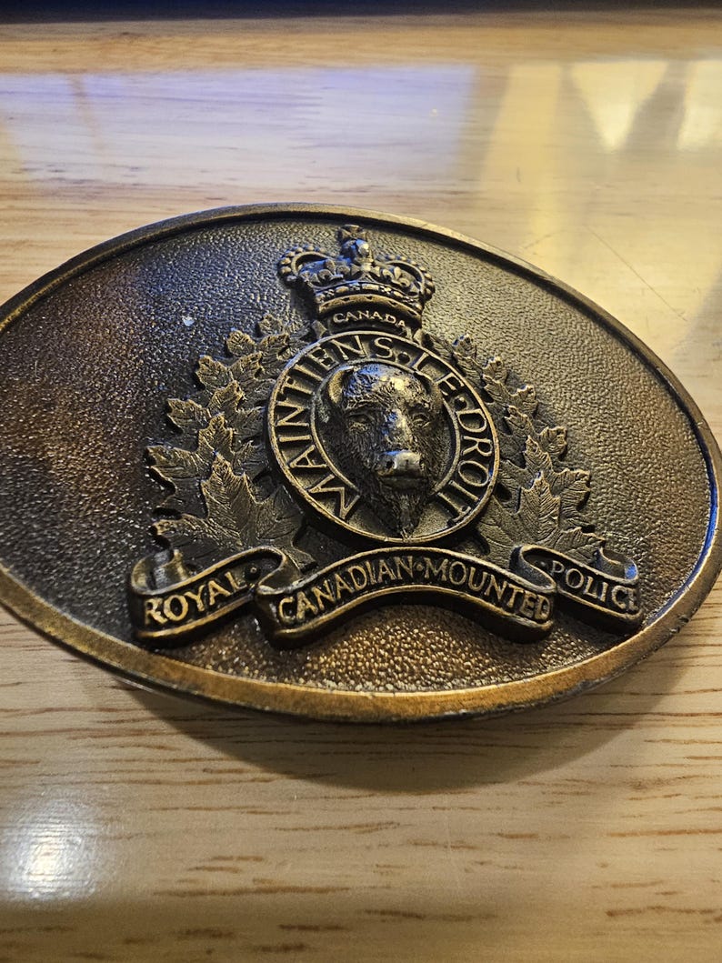 RCMP Belt Buckle, Mountie, Brass, Vintage Belt Buckle, Canadian Belt ...