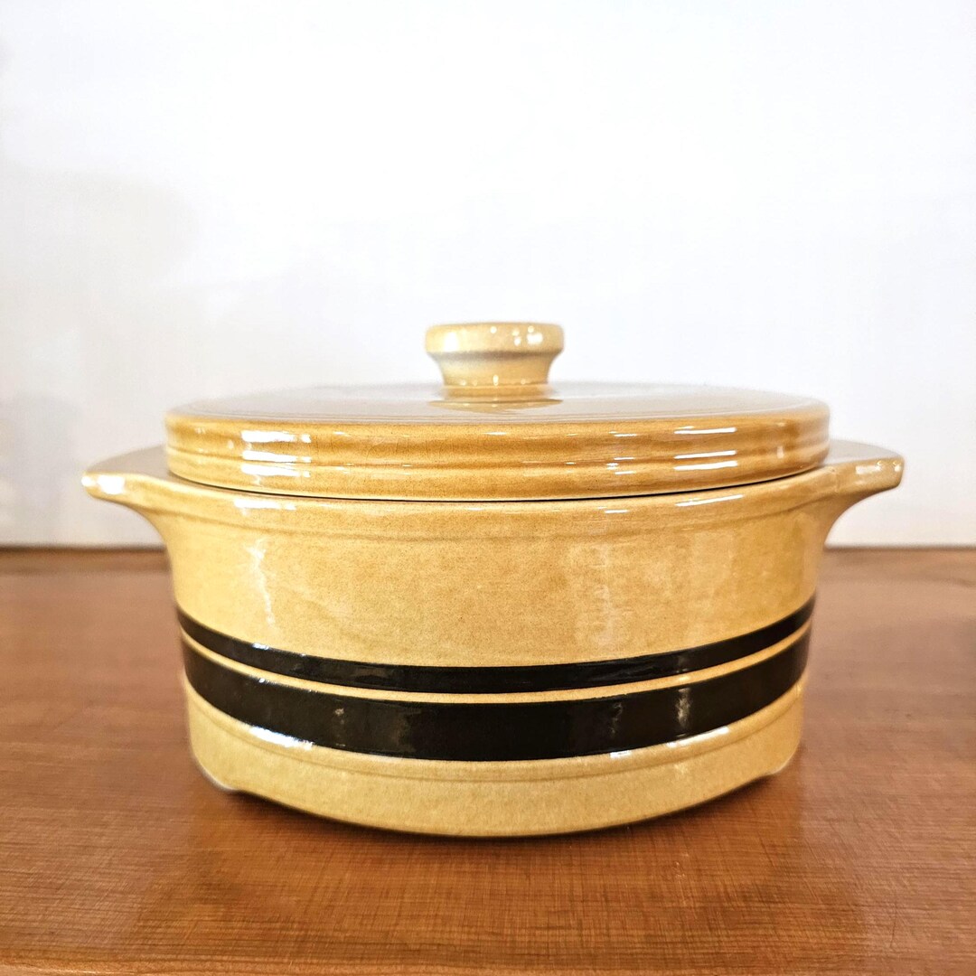 Vintage Royal Alma Ironstone Casserole Dish With Lid - MCM Gold Brown ...