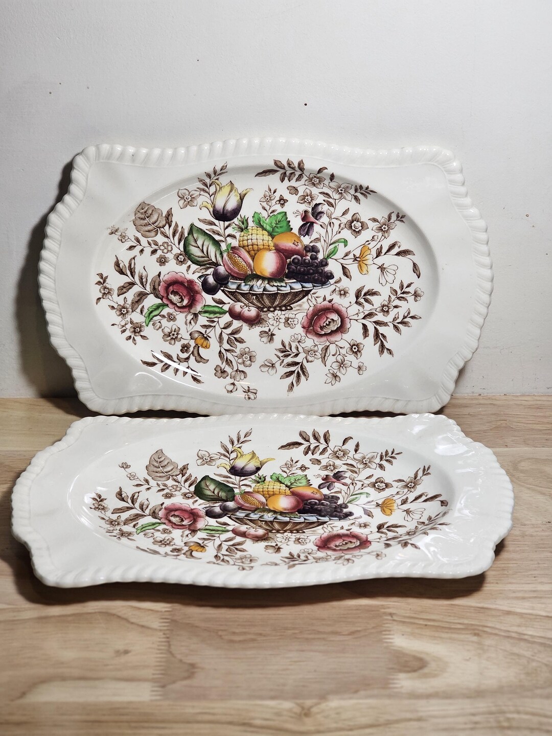 Pair of Johnson Bros Pomona Porcelain Plates, Serving Dishes, Vintage ...
