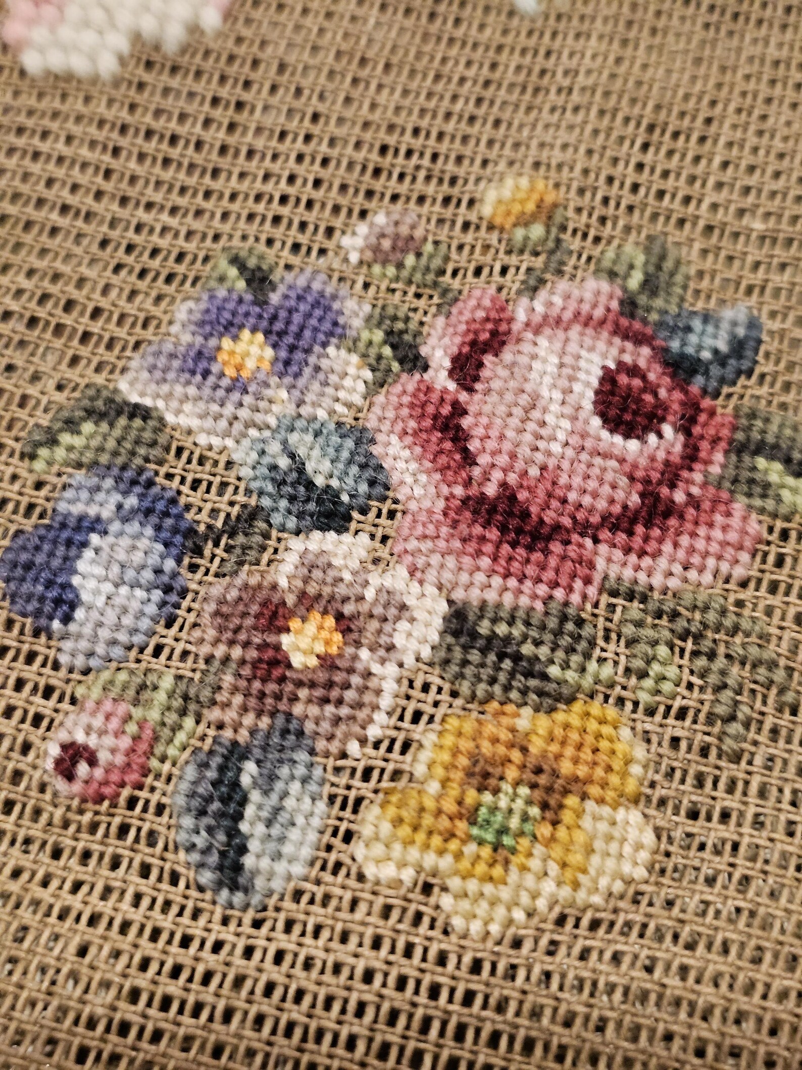 Handmade Petit Point Needlepoint Art: Unframed, Roses, Bird Artlocated ...