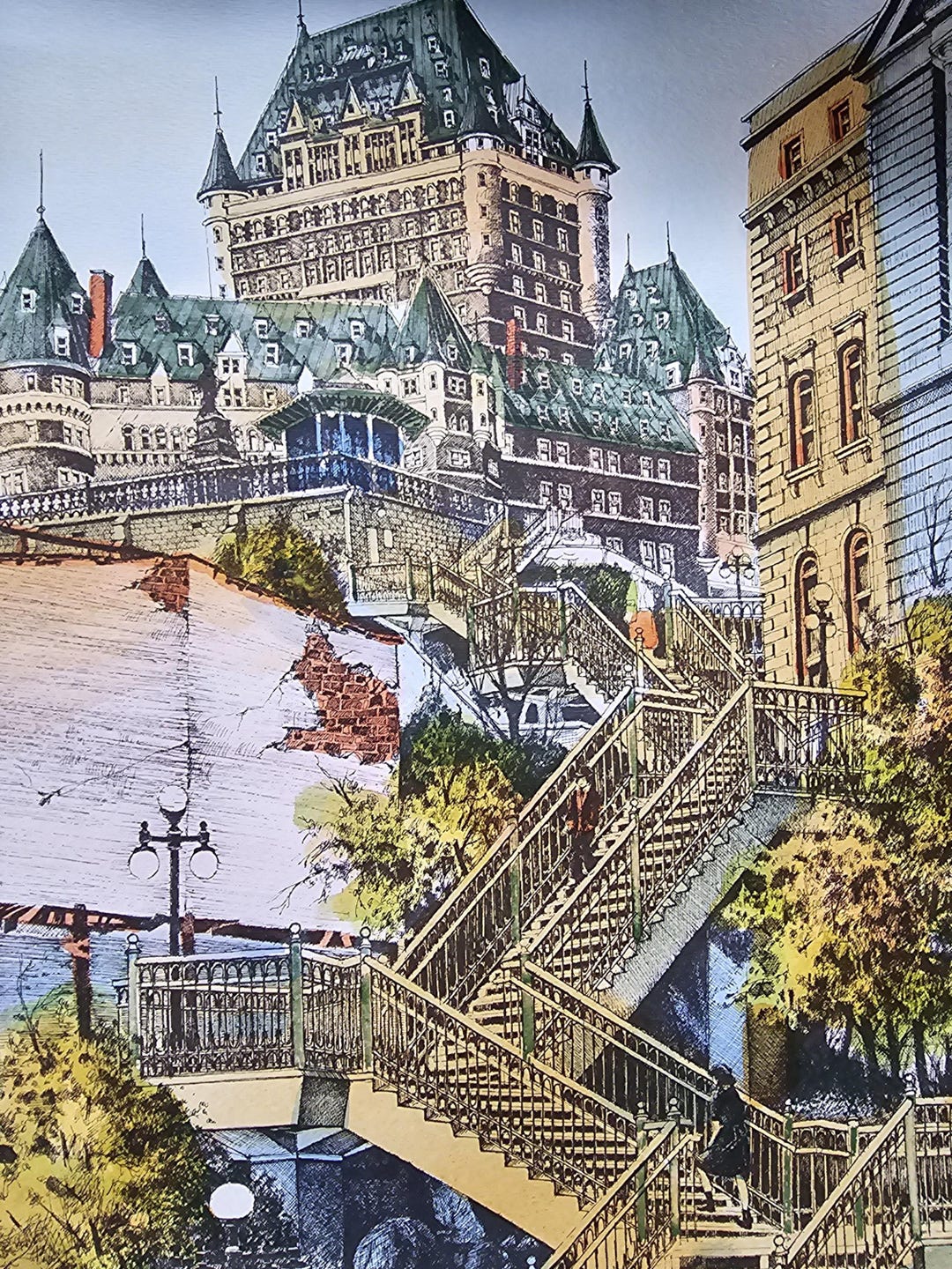 Pair of Vintage Quebec City Lithographs : Porte Saint Louis & Chateau ...