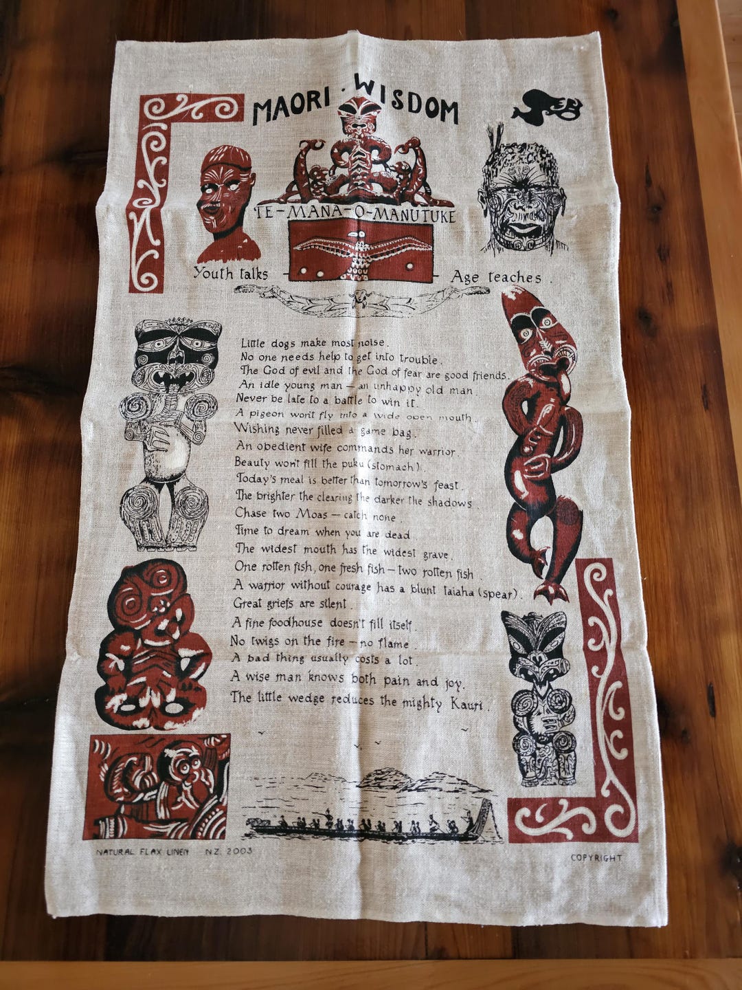 Vintage Maori Tea Towel, Wall Hanging, Linen Tea Towel, Maori Wisdom ...