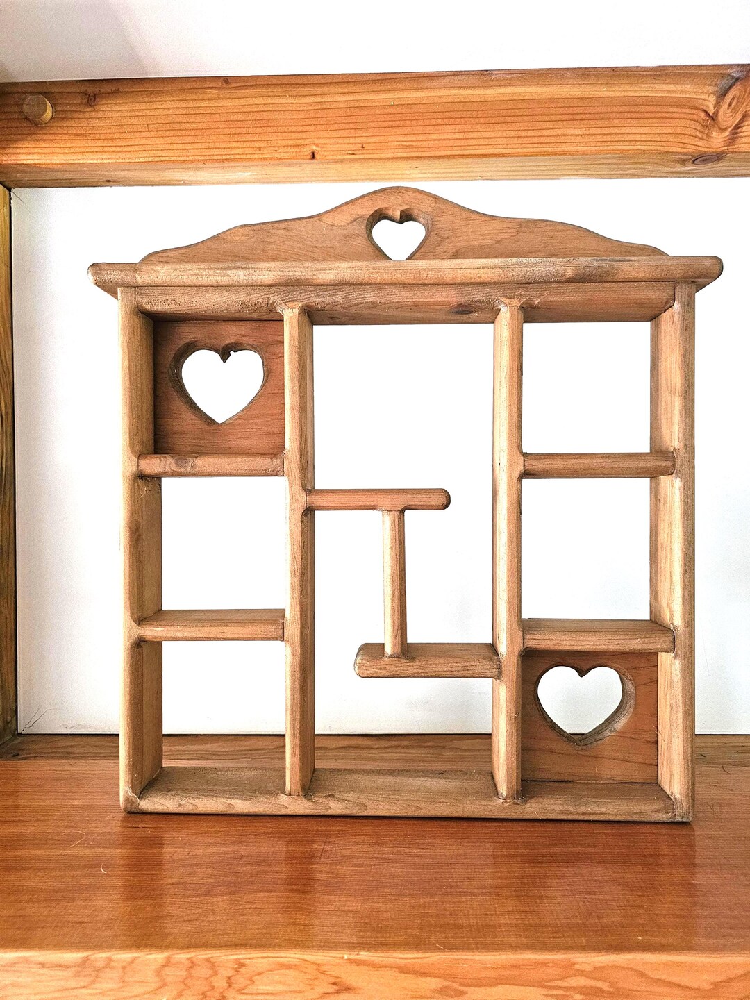 Vintage Wooden Wall Shelf - Wooden Cubicle Shelf - Wooden Display Rack ...