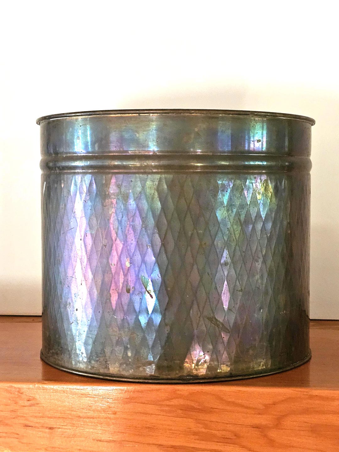 Vintage Brass Flower Pot: Large Angled Planter, Kindling Box - Etsy