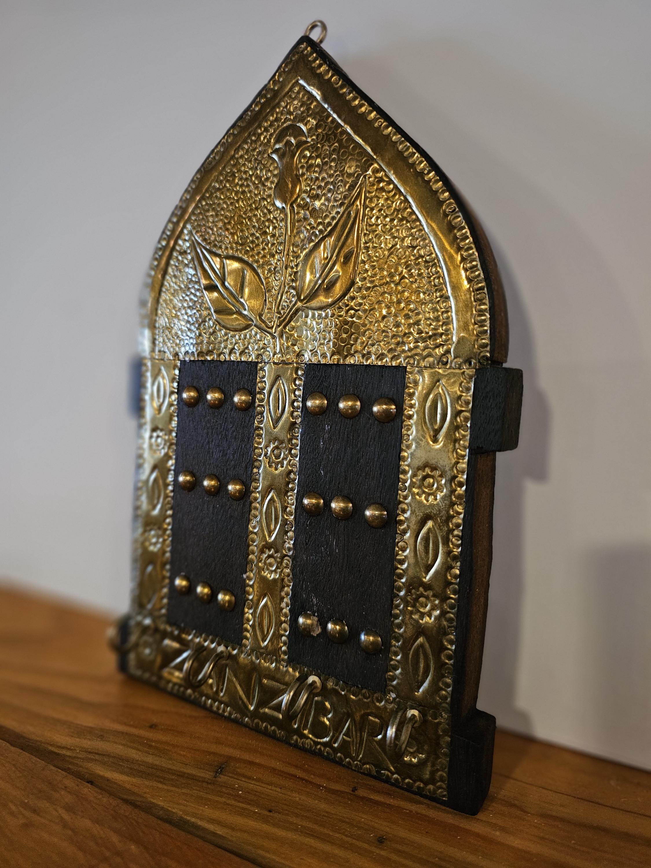 Zanzibar Brass and Wood Door, Key Rack, Zanzibar, East African Key Rack ...