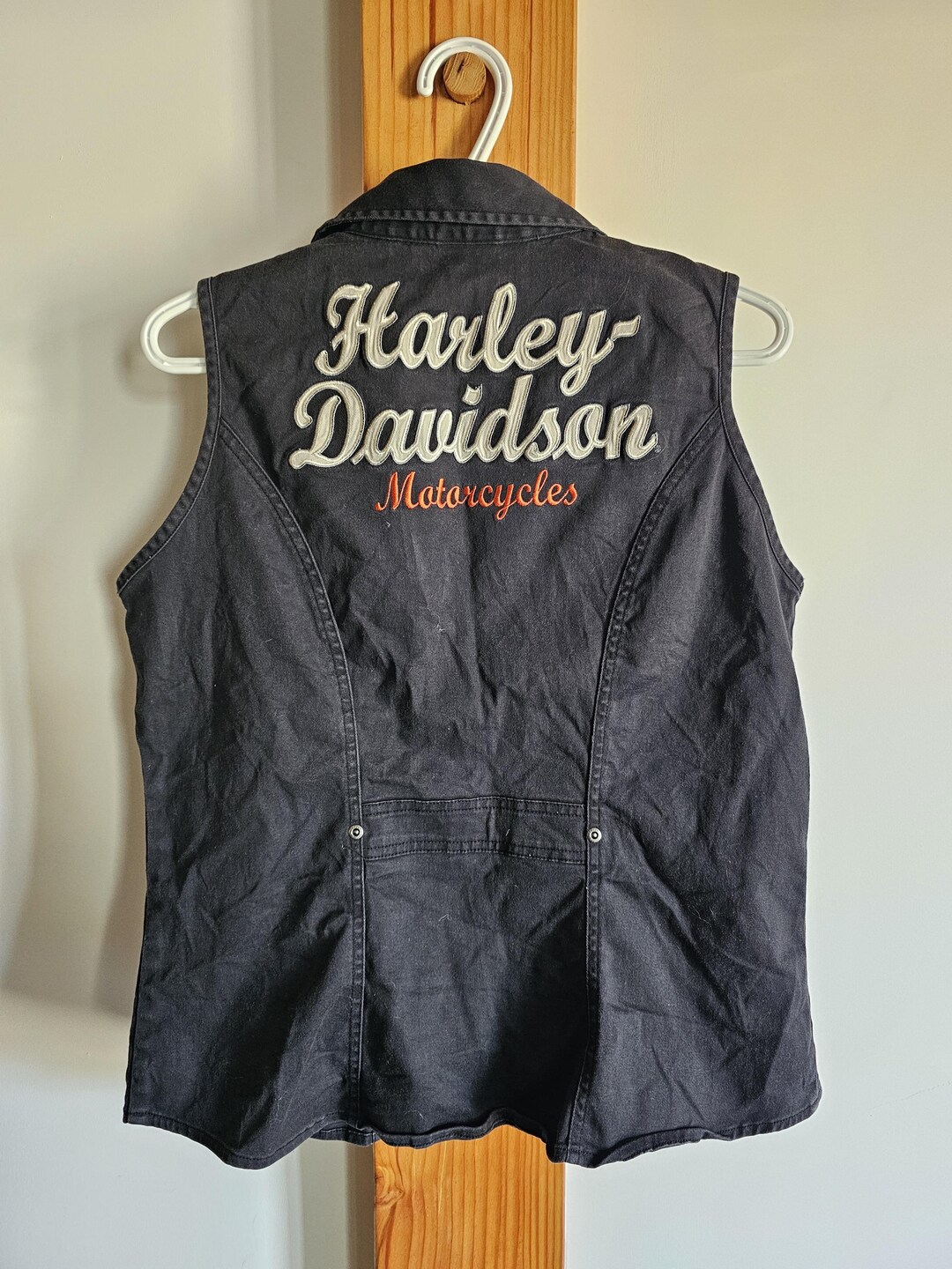 Vintage Women's Harley Davidson Vest - HD Cycles - Black Biker Vest ...