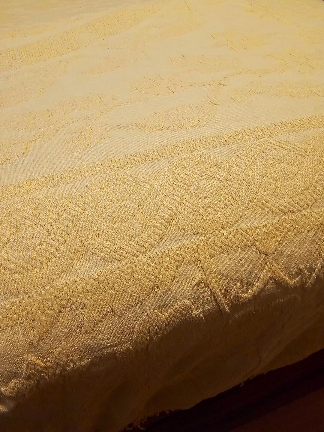 Vintage Peach Cotton Fringe Bedspread , Vintage Peach Mango Terry ...